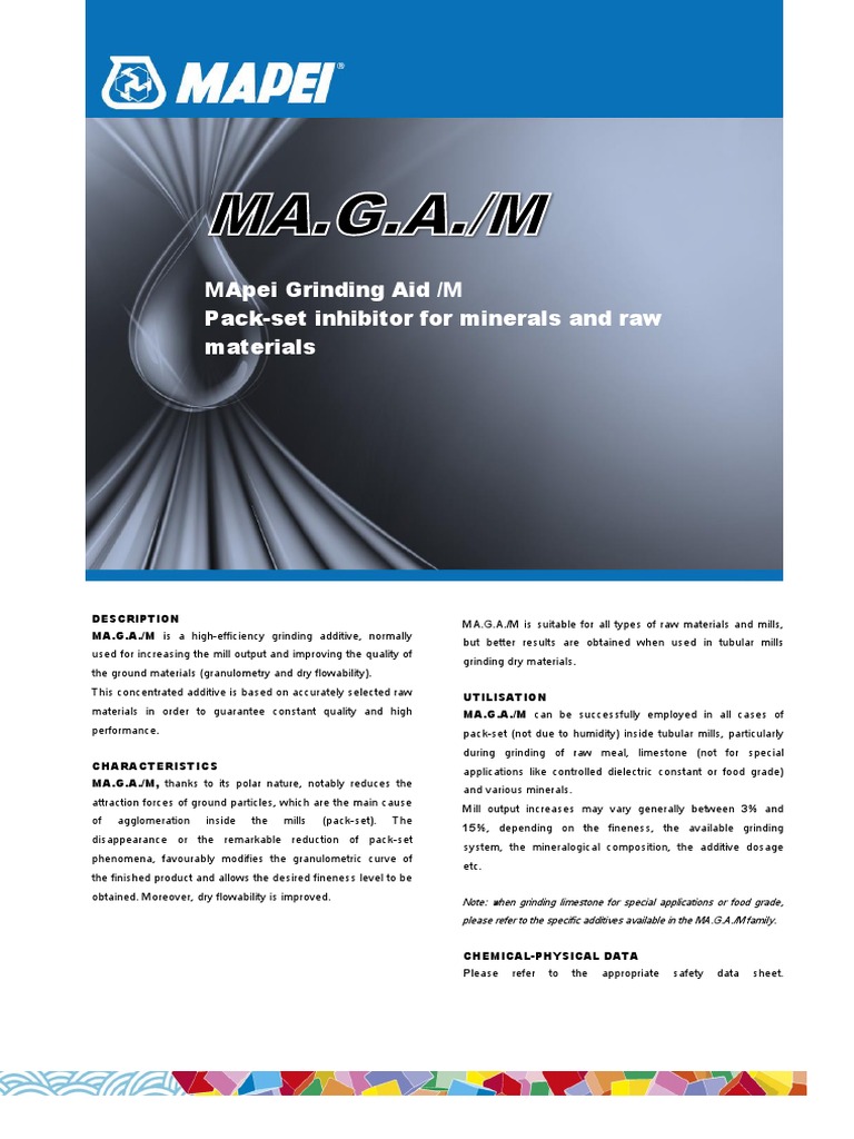 Mapei Grinding Aid /M Pack-Set Inhibitor For Minerals and Raw Materials ...