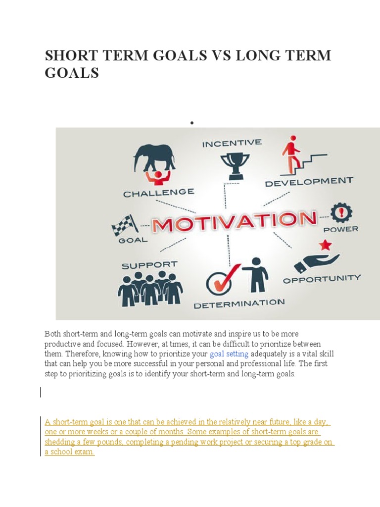 Short Term Goals Vs Long Term Goals-2 | PDF | Goal | Applied Psychology