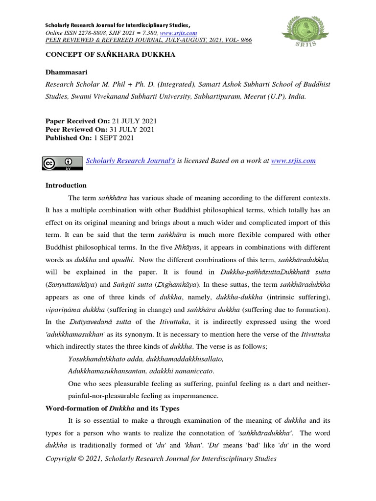 Concept of Sankhara Dukkha | PDF | Suffering | Indian Religions