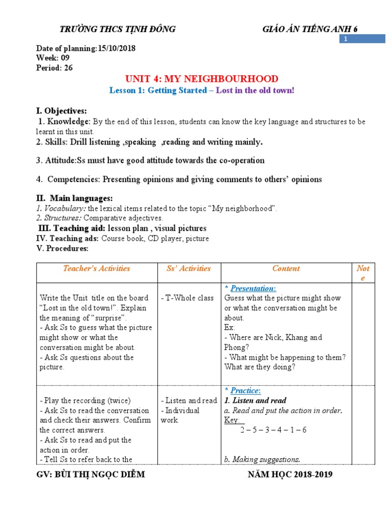 Unit 4: My Neighbourhood: Lesson 1: Getting Started | PDF | Lesson Plan ...