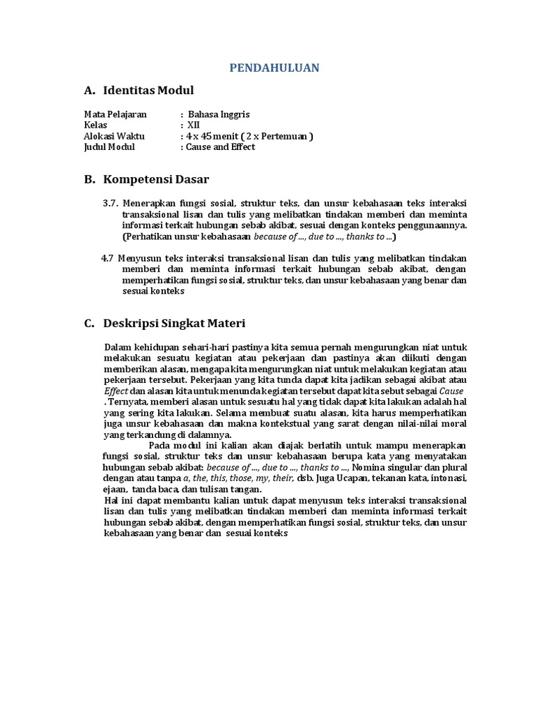 Modul 1 PT - 1 Cause and Efect | PDF Modul 1 PT - 1 Cause and Efect | PDF