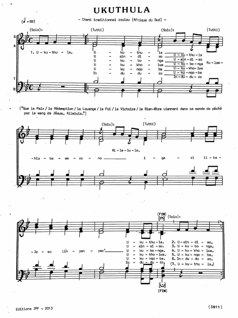 Chant traditionnel zoulou : Ukuthula | PDF