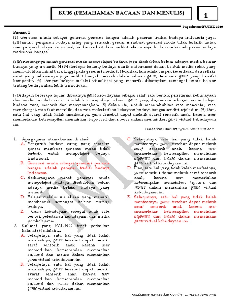 Kuis PBM Superintensif 2020 (At Home) | PDF | Game & Aktivitas