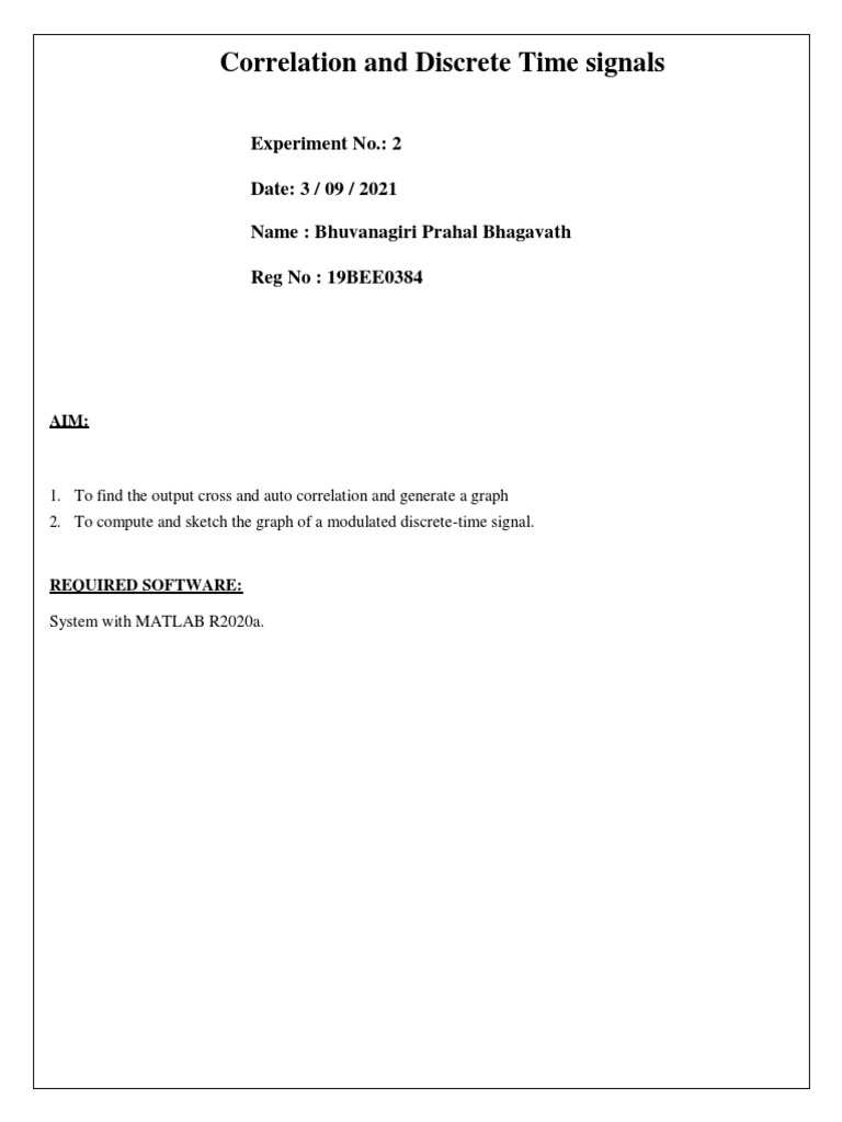 Correlation and Discrete Time Signals | PDF | Signal Processing | Computing