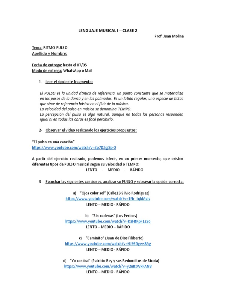 Clase 2 Ritmo-Pulso | PDF | Tempo | Ritmo