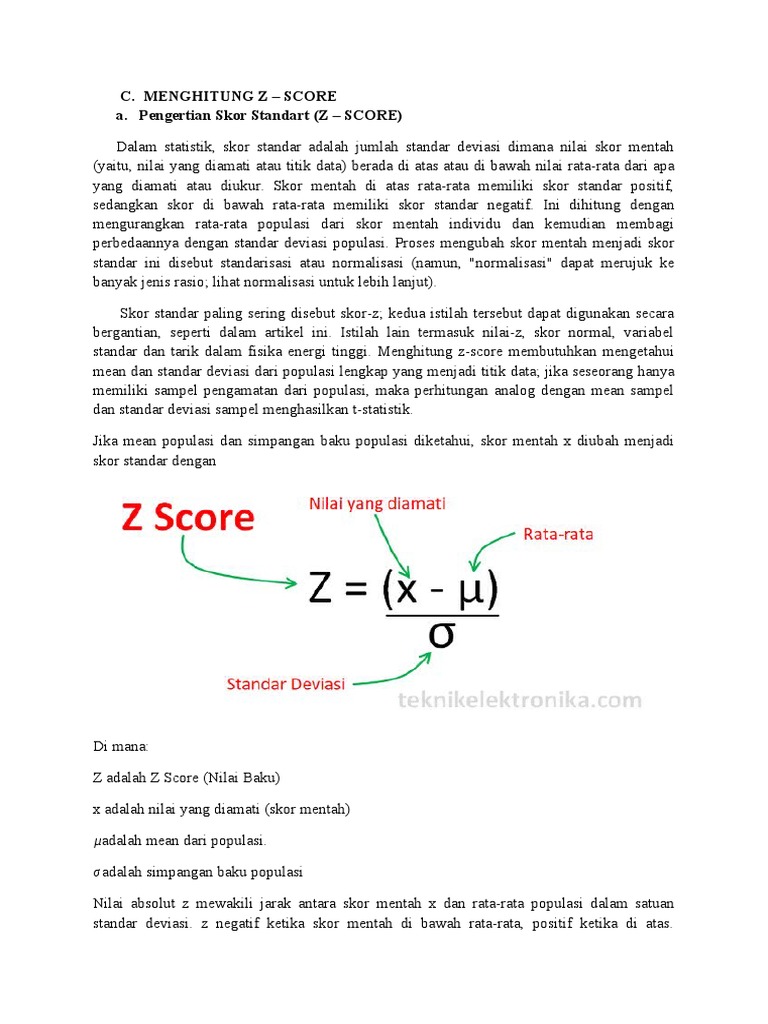 Penghitungan dan Pengertian Z-Score | PDF | Metode & Bahan Ajar | Sains ...