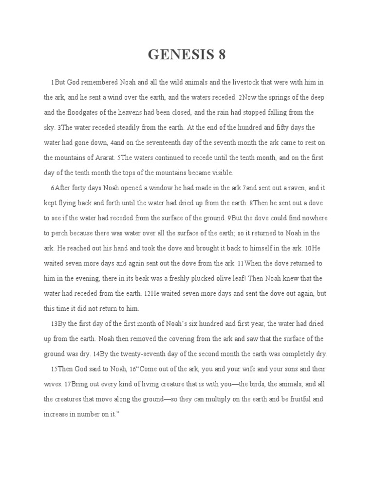 Genesis 8 | PDF | Noah's Ark | Noah