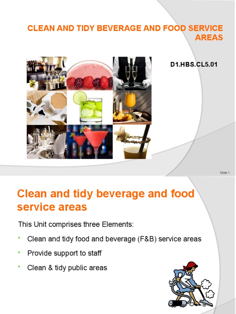 Clean and Tidy Beverage and Food Service Areas: D1.HBS - CL5.01 | PDF ...