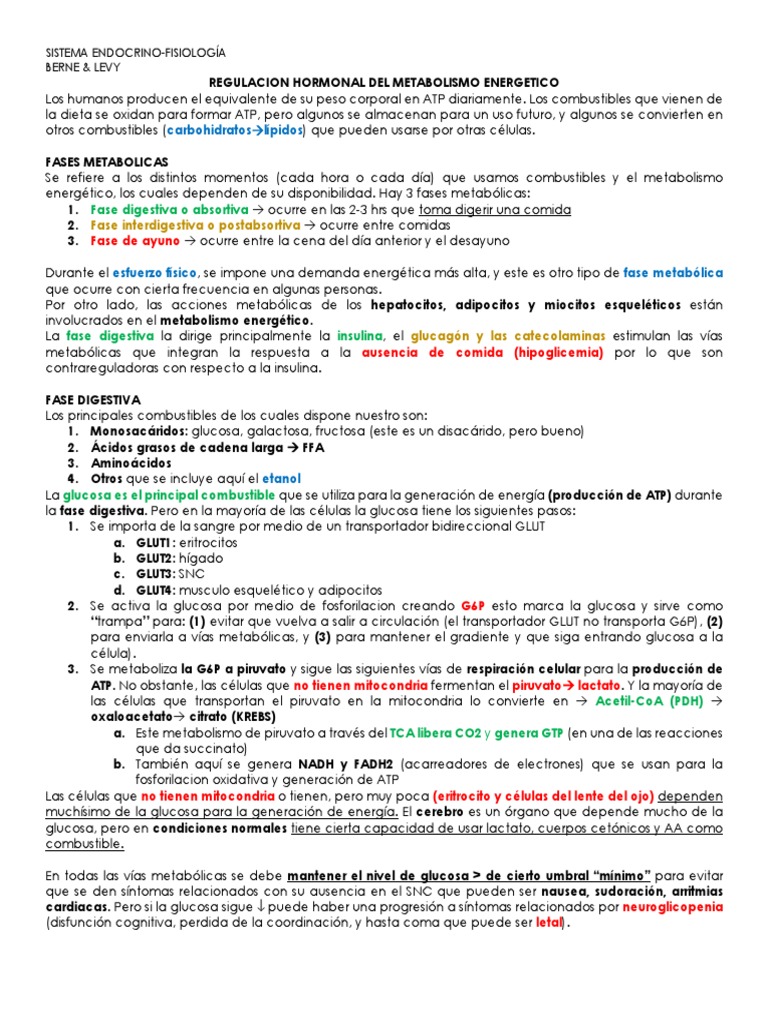 Regulacion Hormonal Del Metabolismo Energetico | PDF | Insulina | Glucógeno