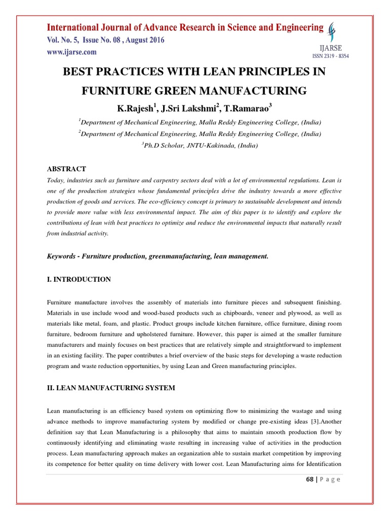 Best Practices With Lean Principles in Furniture Green Manufacturing ...