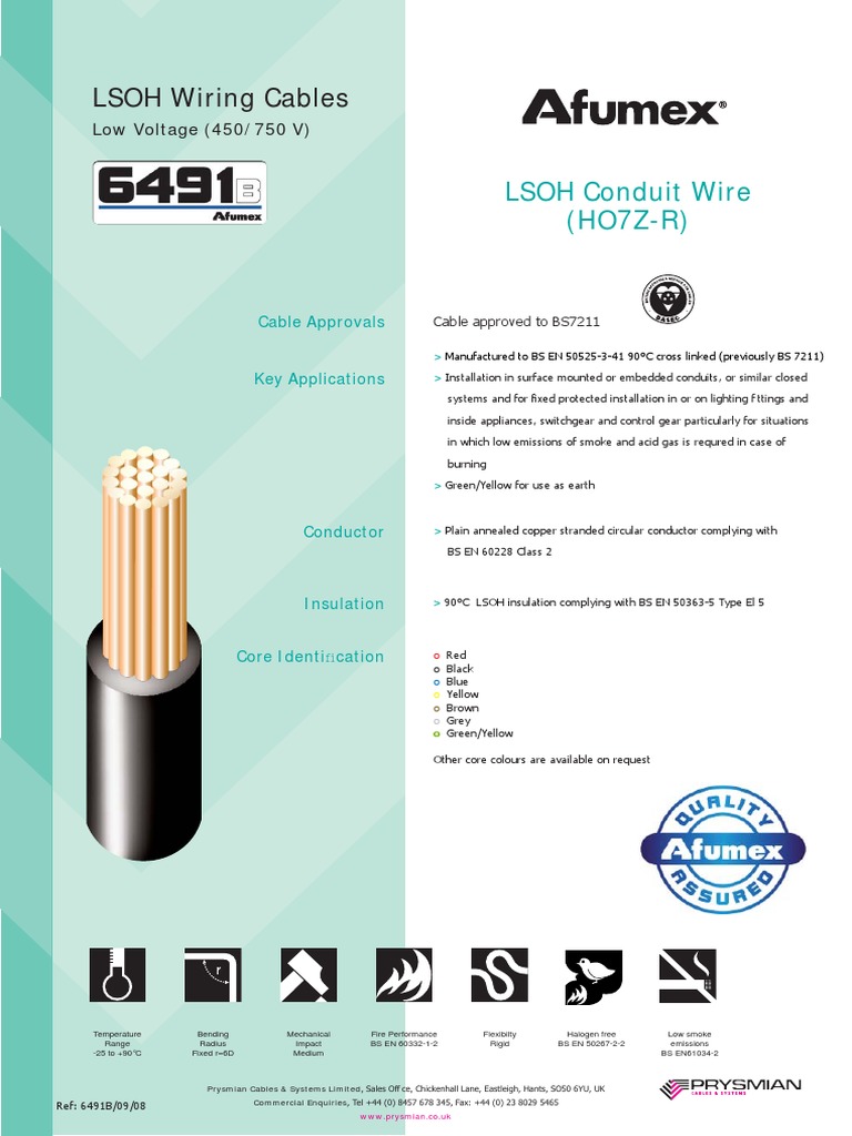 LSOH Wiring Cables: LSOH Conduit Wire (HO7Z-R) | PDF | Electricity ...