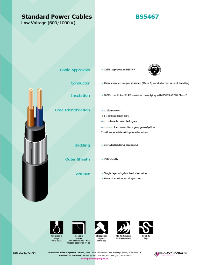 Standard Power Cables: Low Voltage (600/1000 V) | PDF | Electrical ...