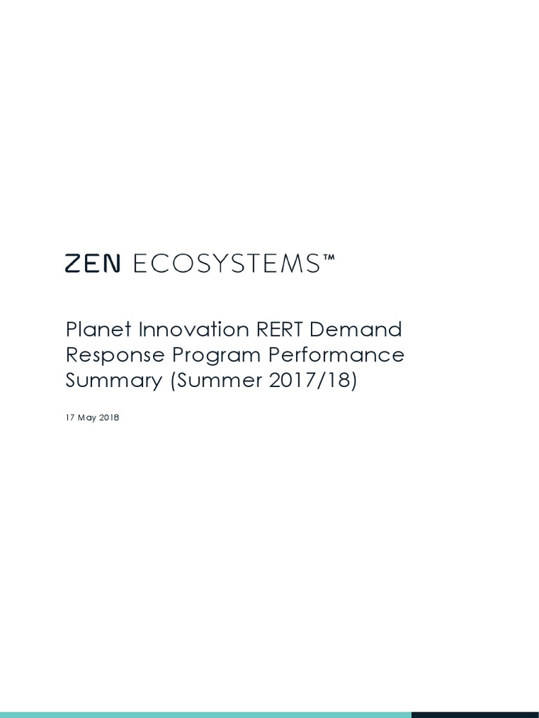 Zen Ecosystems Demand Response Rert Trial Summer 2017 18 | PDF