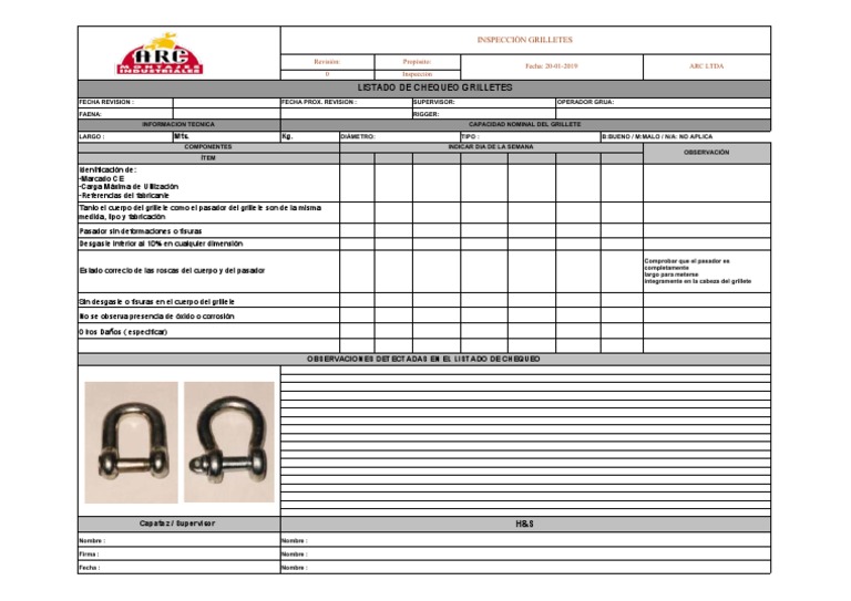 Check List Grilletes | PDF