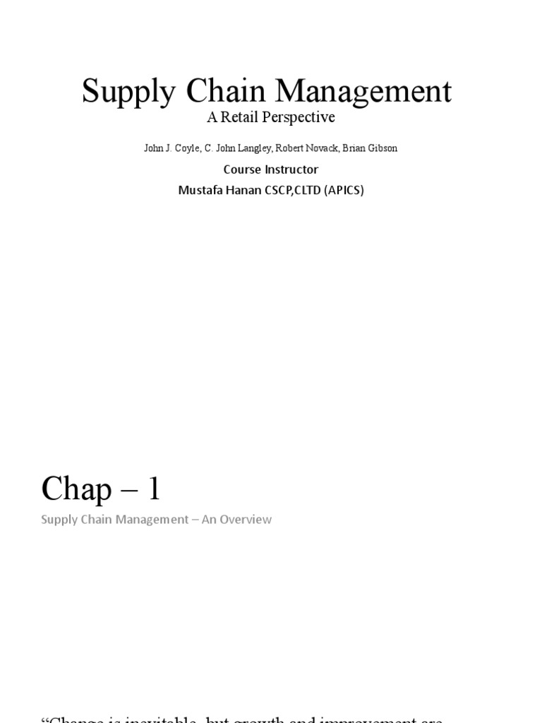 Chap 1 R SCM Coyle | PDF | Supply Chain Management | Supply Chain