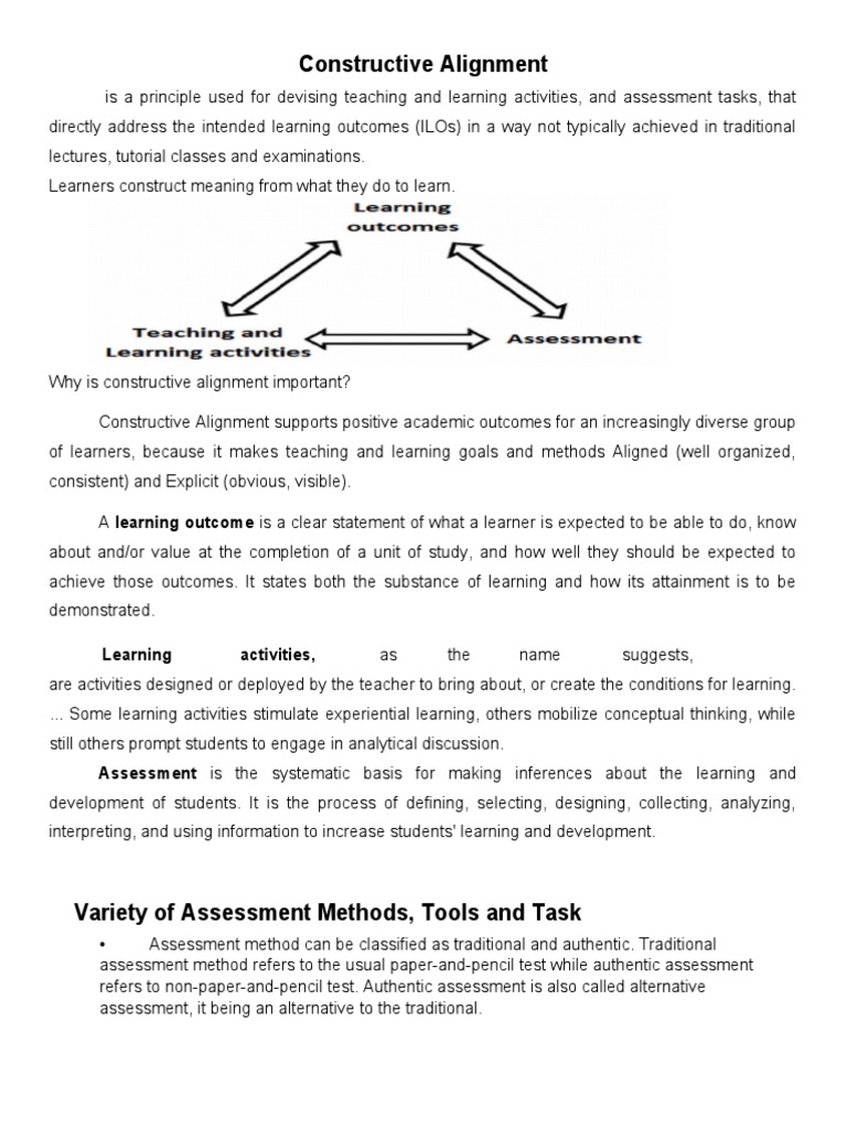 Aligning Learning Outcomes, Activities, and Assessments: An ...