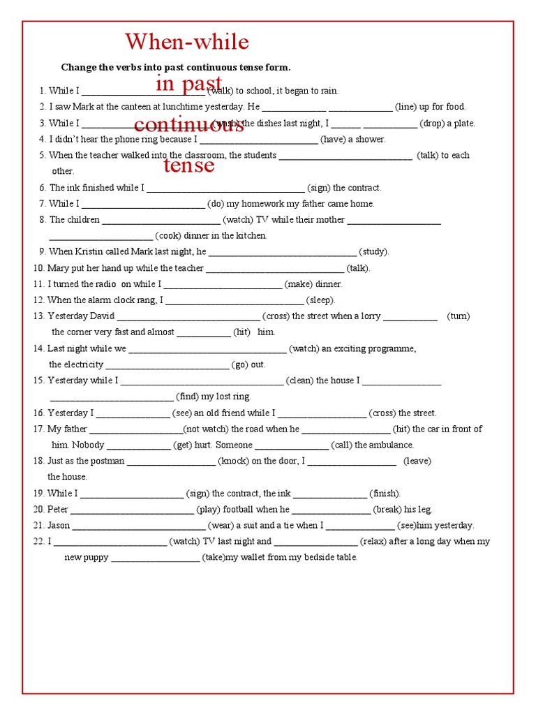 When-While in Past Continuous Tense | PDF | Linguistics