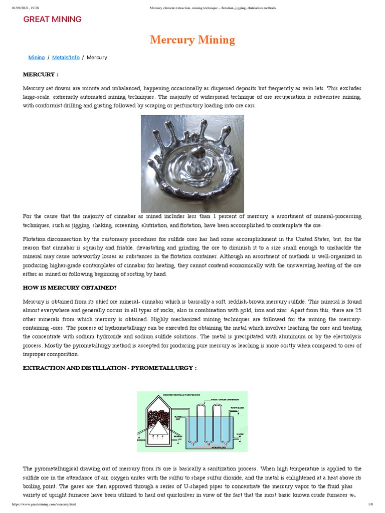 Mercury Element Extraction, Mining Technique - Flotation, Jigging ...