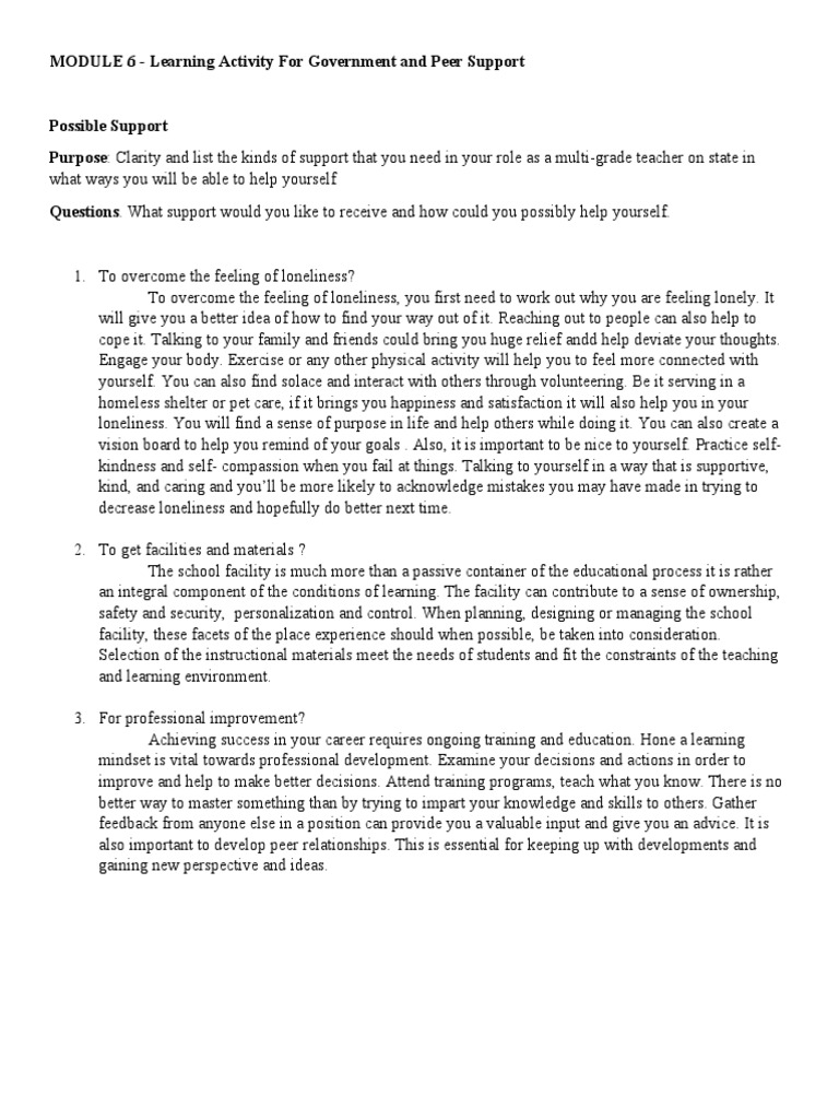 Module 6 - Learning Activity | PDF | Loneliness | Learning