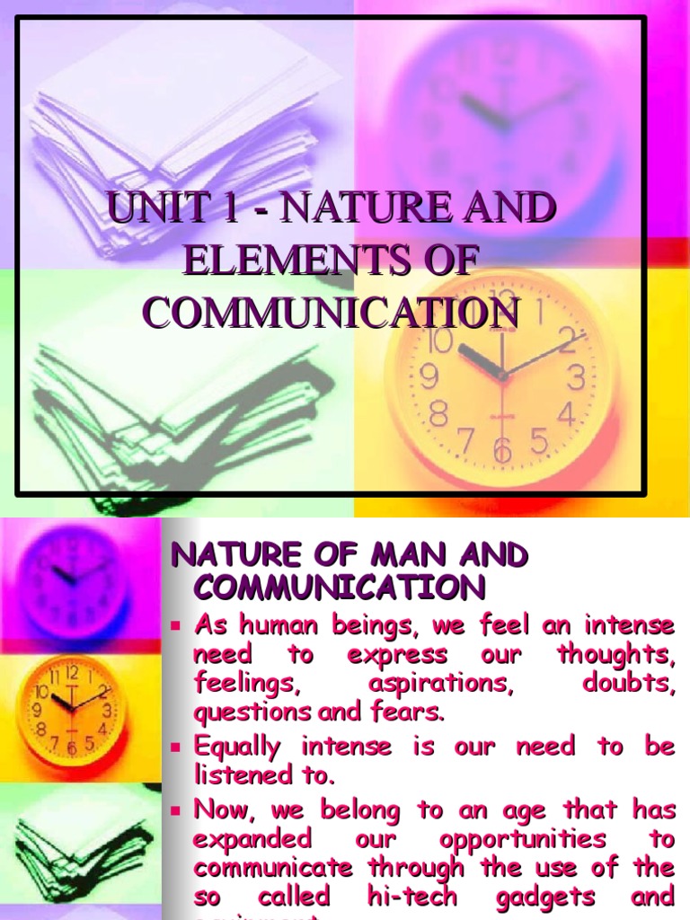 Unit 1 - Nature and Elements of Communication | PDF | Communication ...