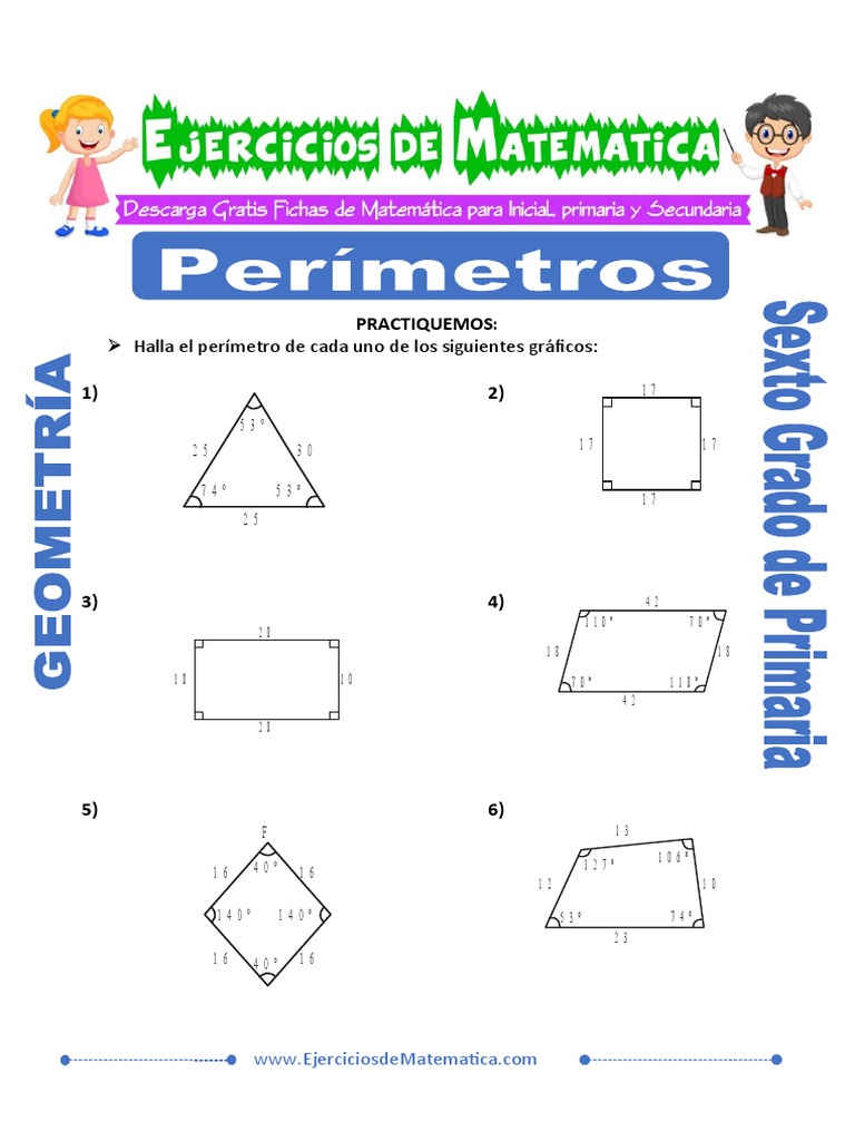 Ejercicios De Perímetros Para Sexto Grado Pdf Geometría Elemental