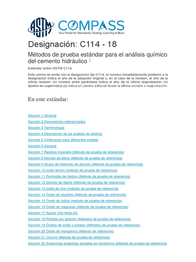 Astm C 114 | PDF | Ácido | Concentración
