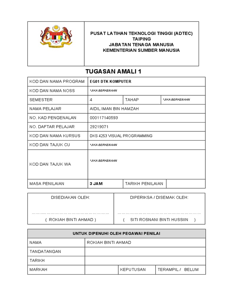 Tugasan Amali 1 Aidil | PDF