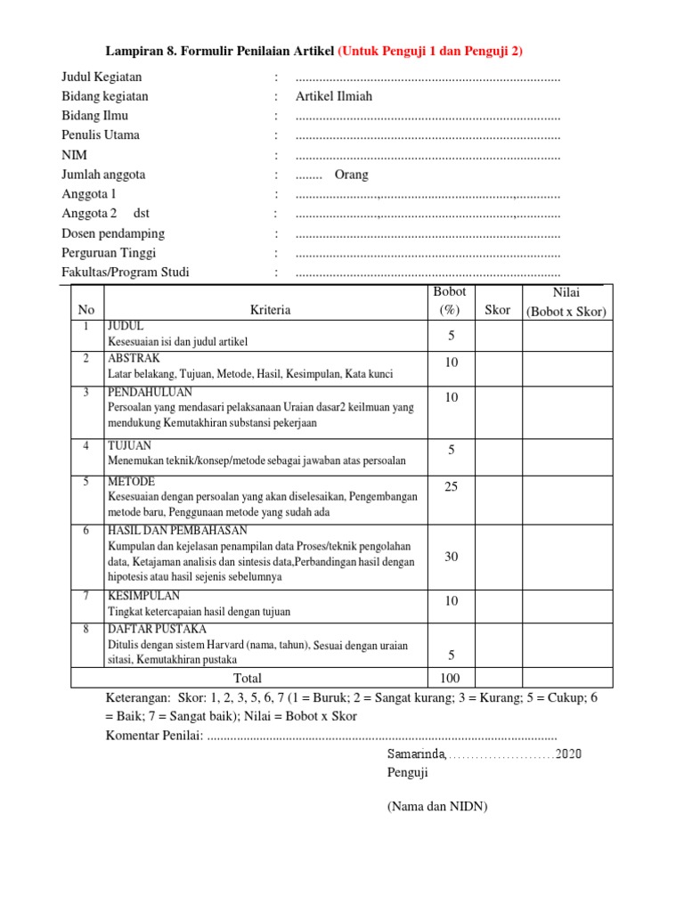 Lampiran Form-Form Yang Harus Di Lengkapi Penguji AI | PDF