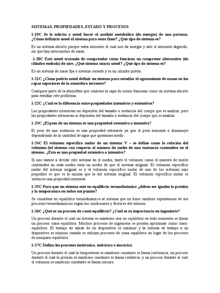Respuestas Del Capitulo 1 y 2 | PDF | Calor | Termodinámica