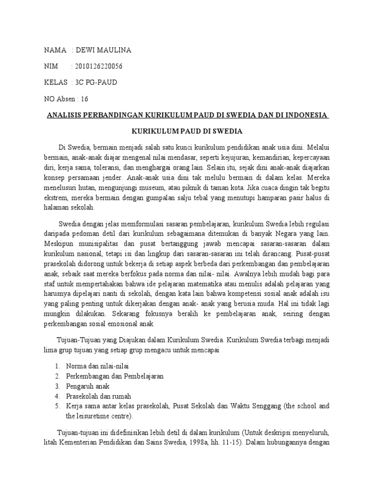 Perbandingan Kurikulum Swedia Dengan Indonesia | PDF | Sains & Matematika
