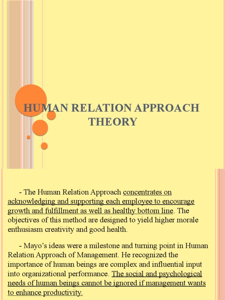 Human Relation Approach Theory G 2 | PDF | Motivation | Motivational