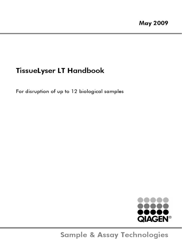 En TissueLyser LT Handbook | PDF | Protein Purification | Qiagen