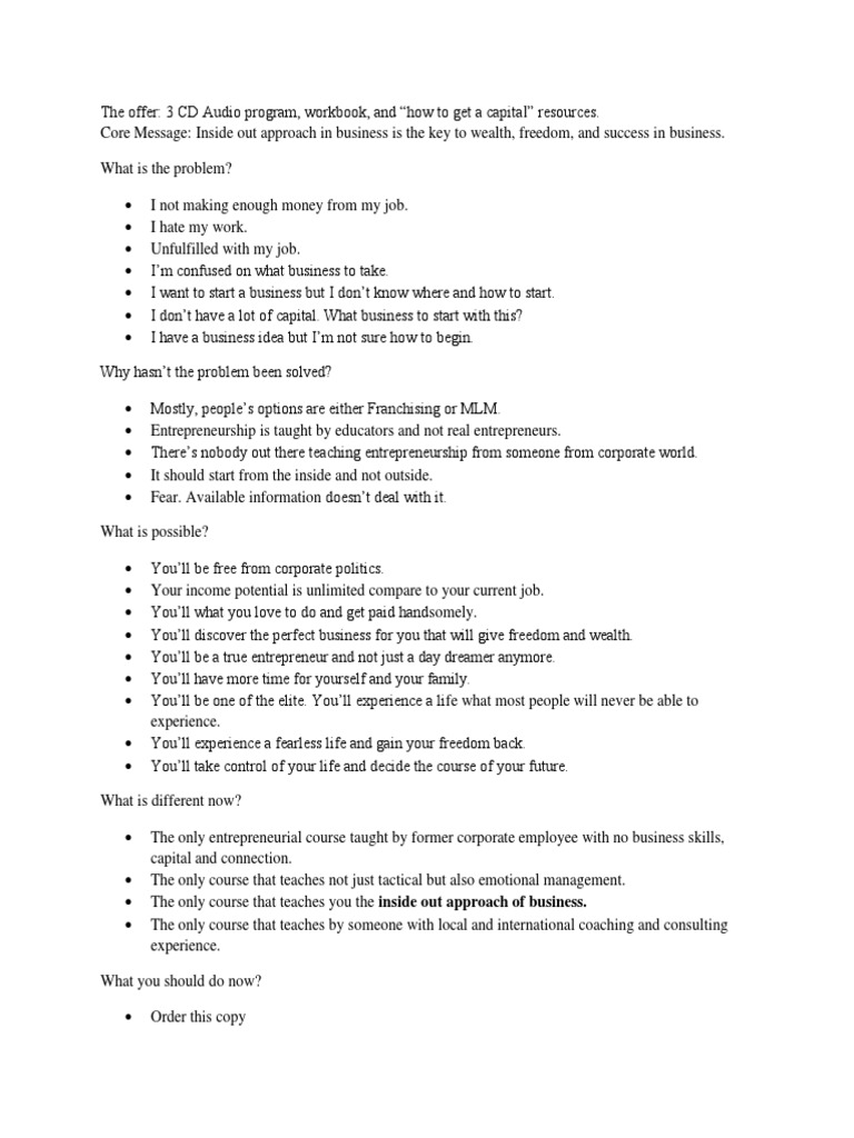 Sample Exercise - First Steps To Freedom Web | PDF | Entrepreneurship ...