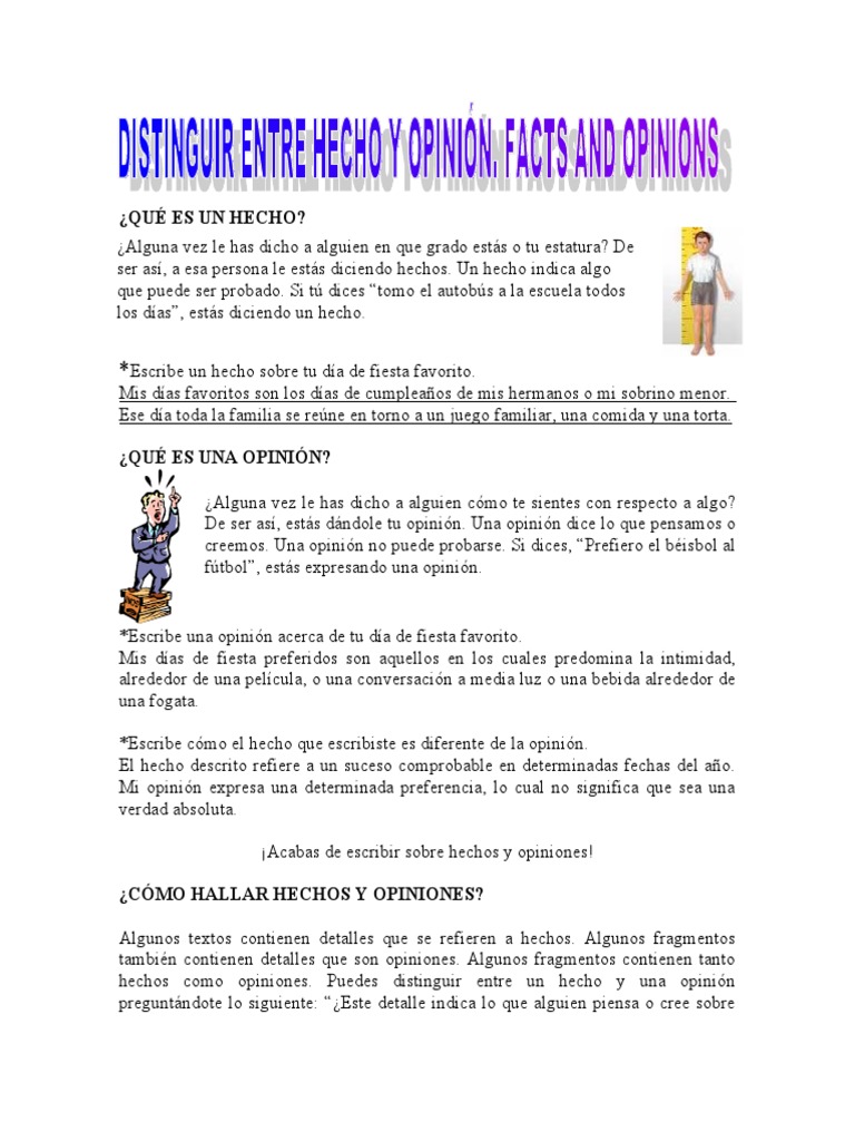 Distinguir Entre Hecho y Opinión | PDF