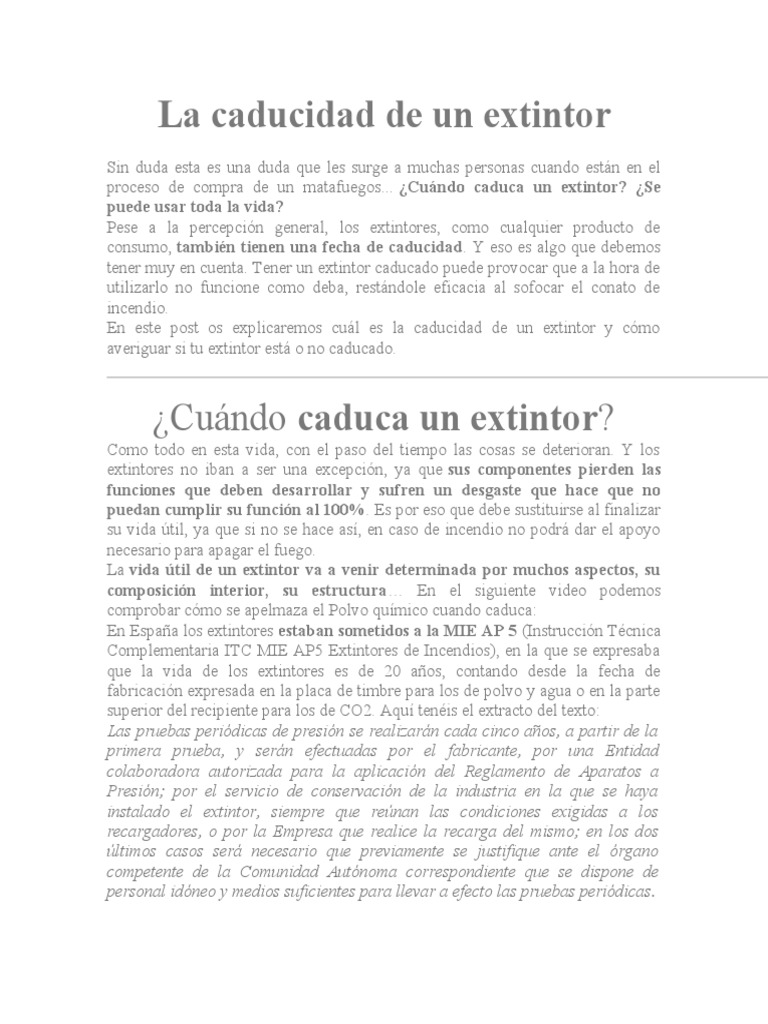 La importancia de conocer la caducidad de los extintores: cómo saber ...