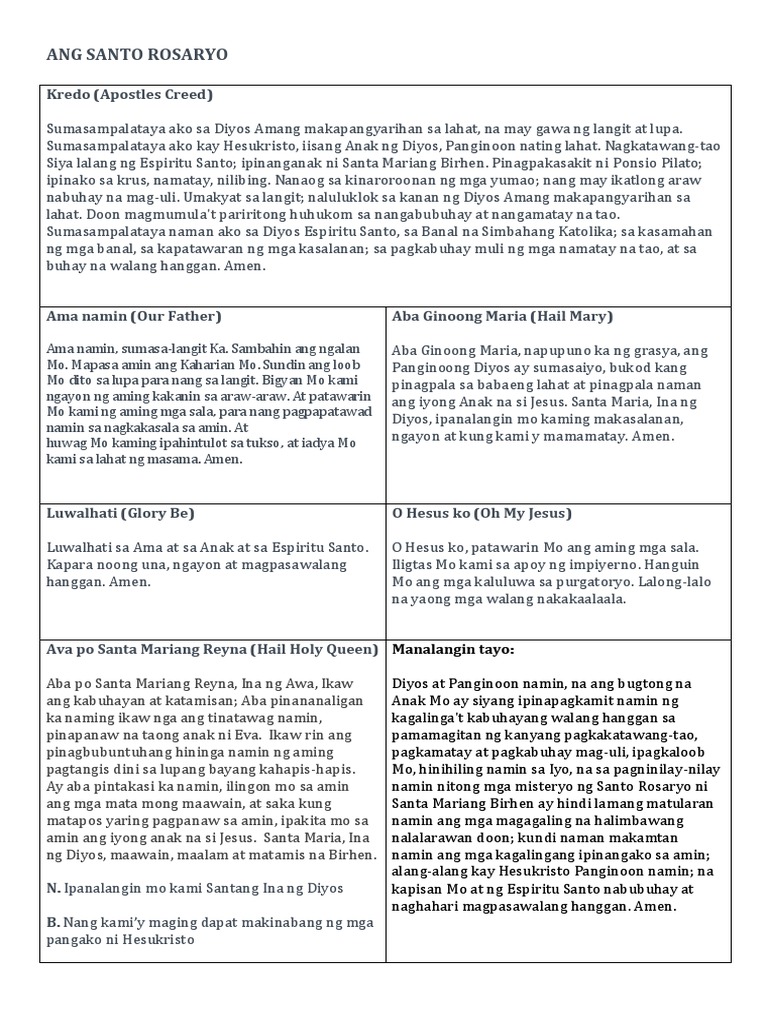 Tagalog Rosary | PDF