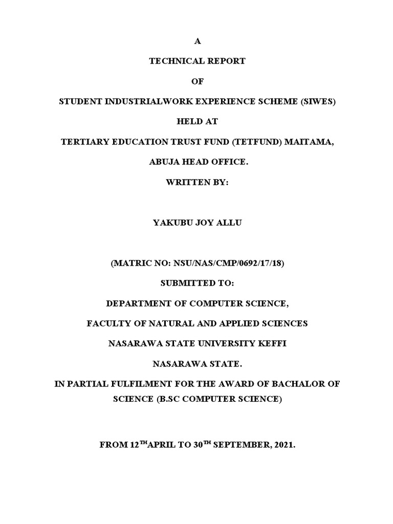 A Siwes Reports | PDF | Computer Network | Network Topology