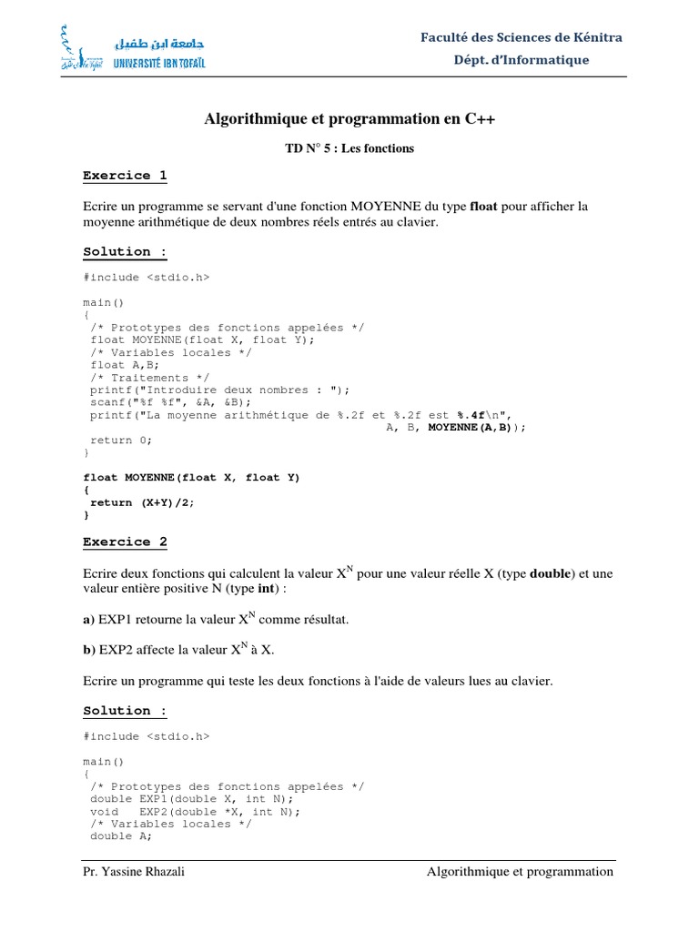 3 Correction Fonction | PDF | Programmation informatique | Ingénierie ...