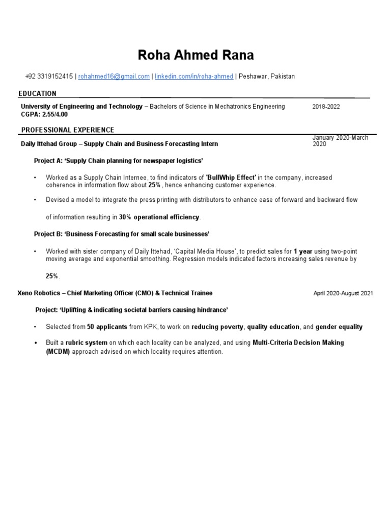 Roha Ahmed Rana: Education | PDF