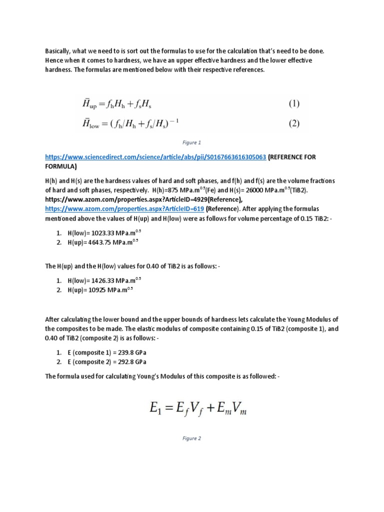 Reference For Formula | PDF | Composite Material | Young's Modulus