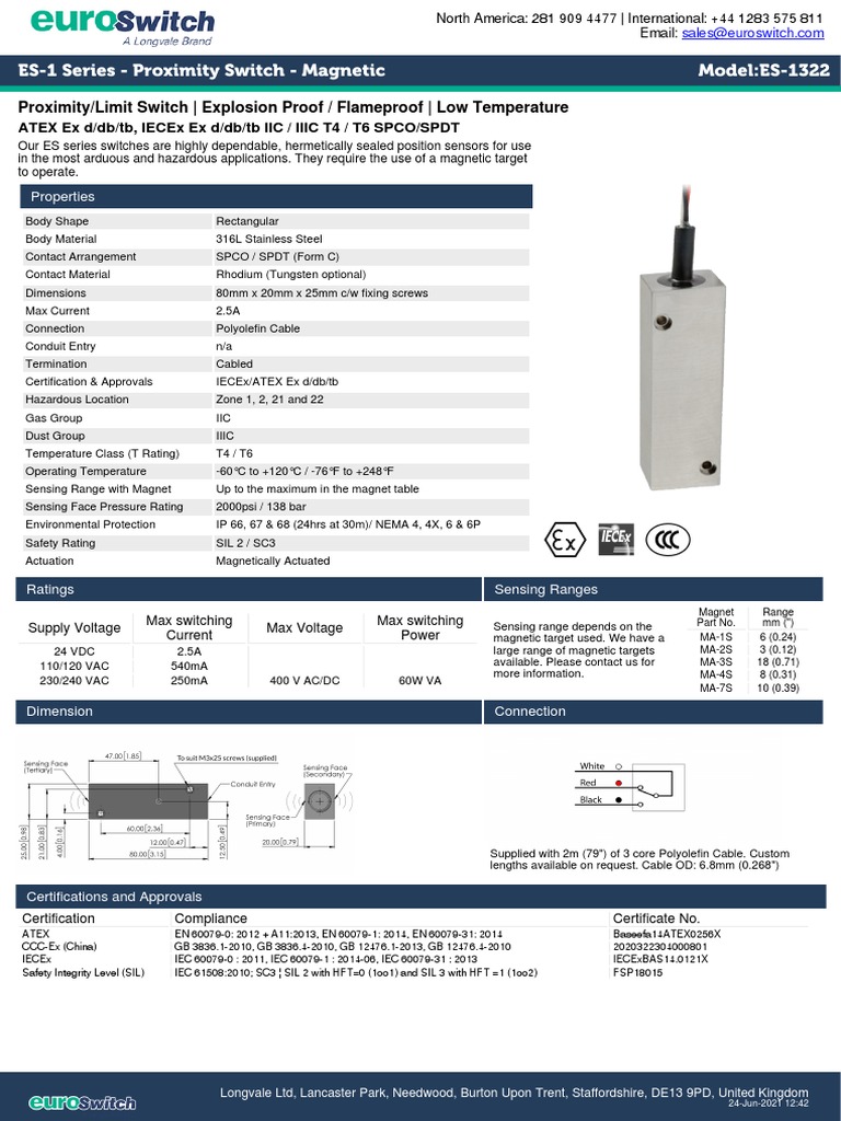 ES-1 Series - Proximity Switch - Magnetic Model:ES-1322 | PDF ...