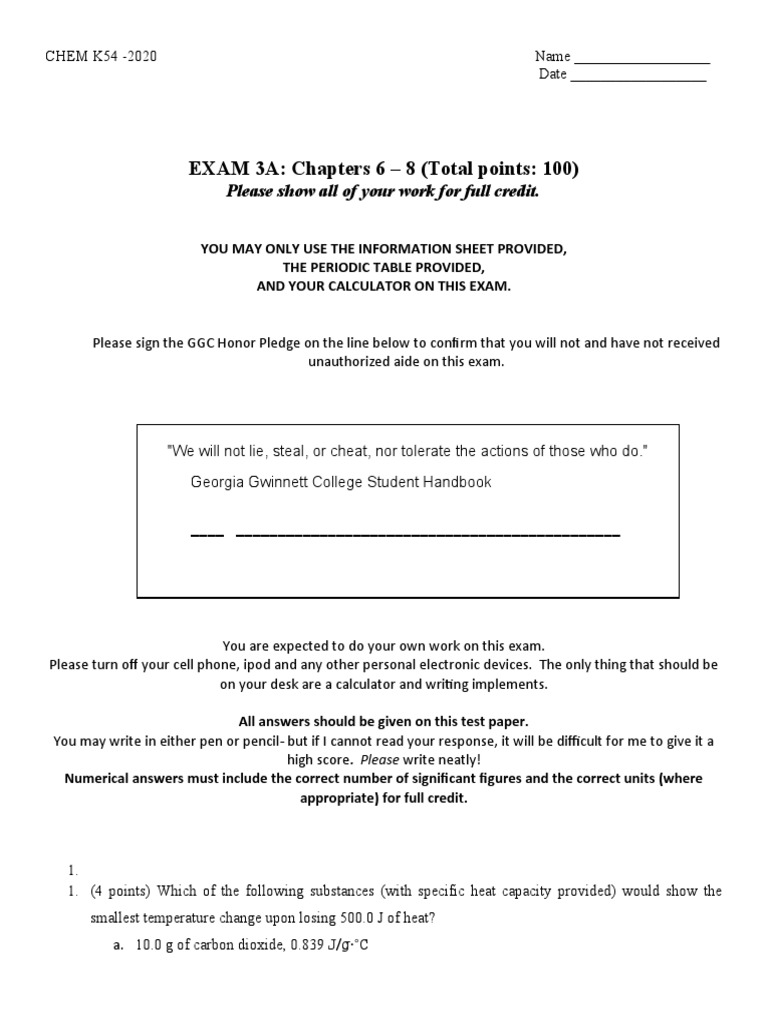 Answer To Exam 3A-2020 | PDF | Electron Configuration | Calcium