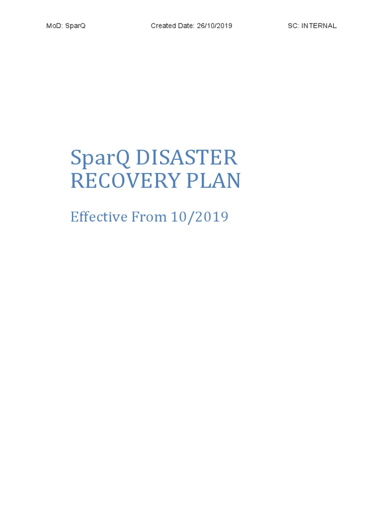 SparQ Disaster Recovery Plan Overview | PDF | Disaster Recovery | Data ...