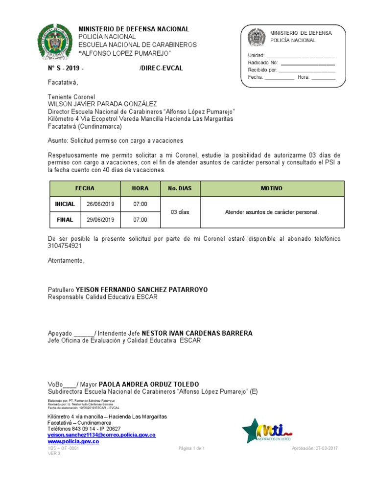 Formato Permiso e Informe Policial | PDF