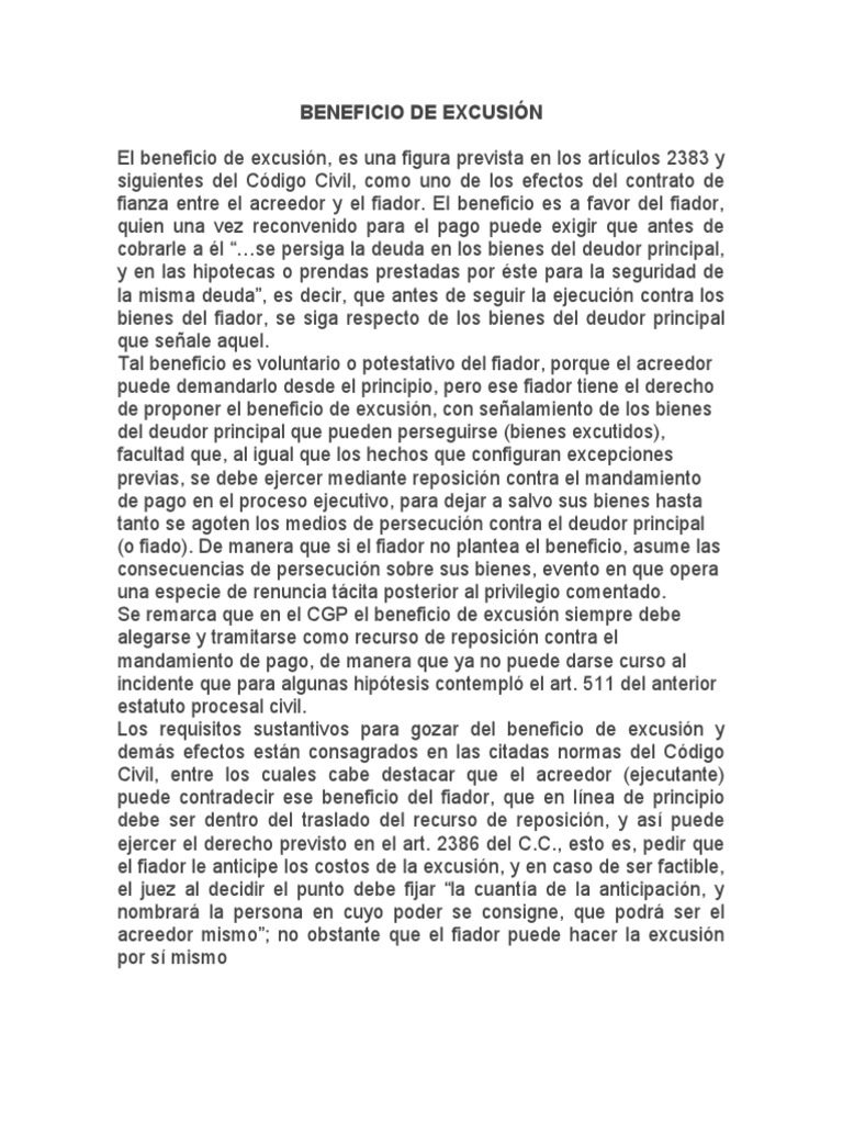 BENEFICIO DE EXCUSIÓN | PDF | Justicia | Crimen y violencia