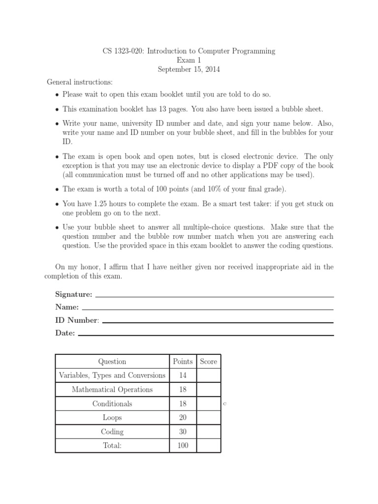 Exam1c Sol | PDF | Test (Assessment) | Computer Engineering