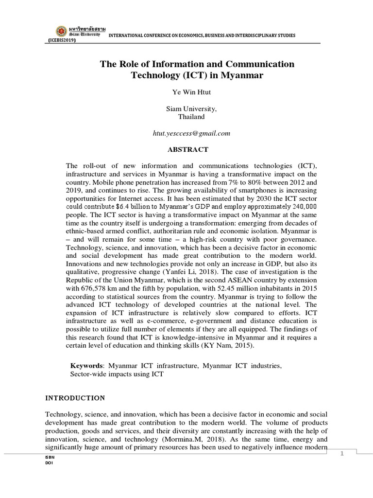 The Role of ICT in Mynmar Draft | PDF | Information And Communications ...