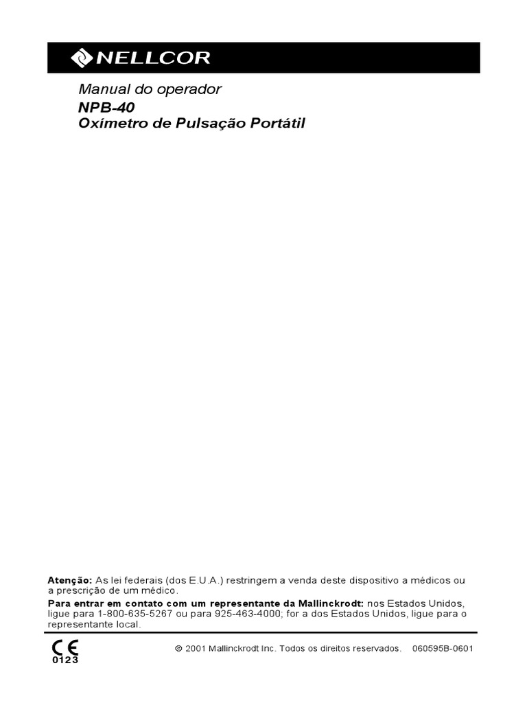Guia do Usuário do Oxímetro de Pulsação Portátil NPB-40 | PDF ...
