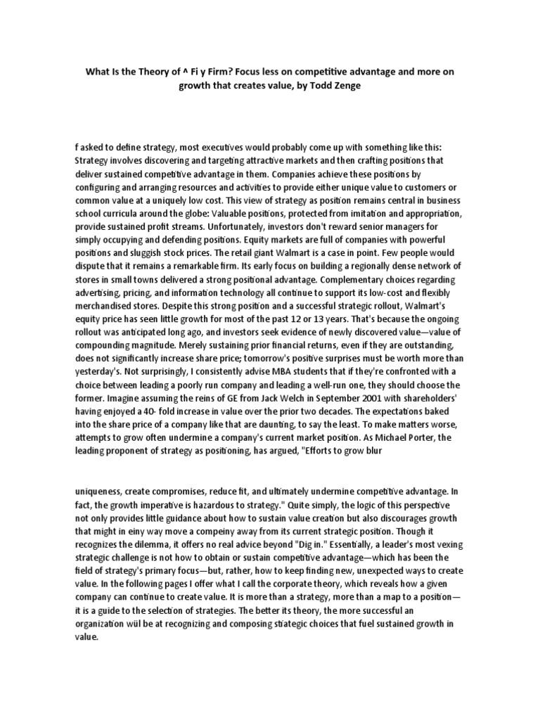 What Is The Theory of | PDF | Competitive Advantage | The Walt Disney ...