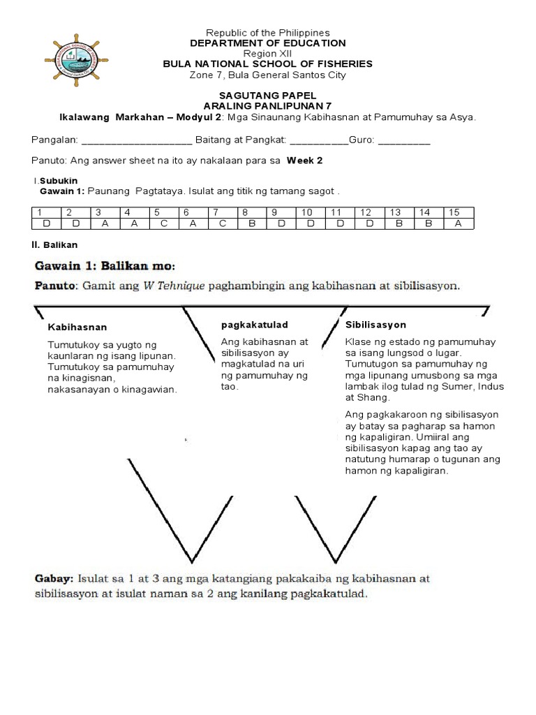 Answersheet Ap 7 Modyul 2 For CO2 | PDF